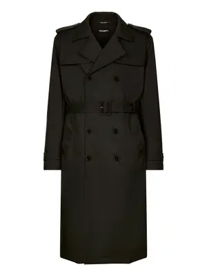 Dolce & Gabbana Nylon Double-breasted Trench Coat - Black