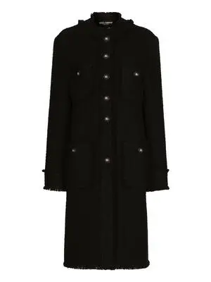 Dolce & Gabbana Single-breasted Tweed Coat - Black