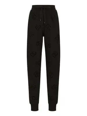 Dolce & Gabbana Jersey Jogging Pants With Cut-out And Dg Logo - Black