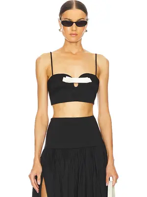 Lpa Sabrina Bow Top - Black & Ivory