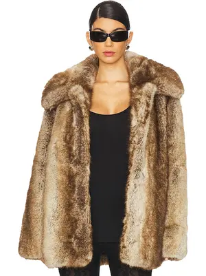 JAKKE Rosemary Faux Fur Coat - Brown Fox