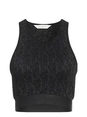 Palm Angels Cropped Knit Top - Black