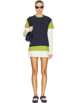 Miu Miu Mini T-shirt Dress - Blue  Lime  & Avorio