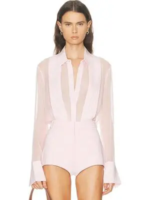 SANS FAFF SANS FAFF Meghan Panelled Silk Blouse Blush Pink
