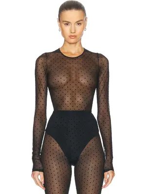 Wardrobe.NYC Polka Dot Bodysuit - Black
