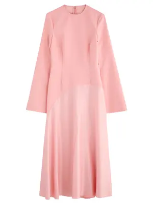 Solace London Gaia Satin And Crepe Midi Dress - Light Pink