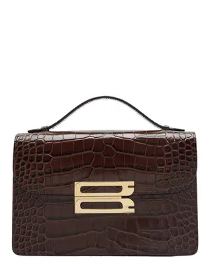 VICTORIA BECKHAM Victoria Beckham Dorian Small Crocodile-effect Leather Top Handle Bag