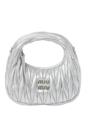 Miu Miu Wander Matelassé Nappa Leather Mini Hobo Bag - Silver