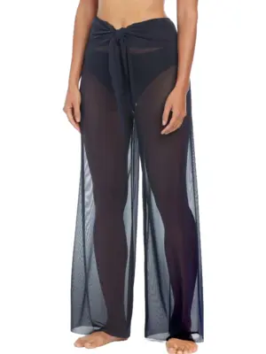 ROD BEATTIE Be Transparent Tie Front Cover-up Pants - Black
