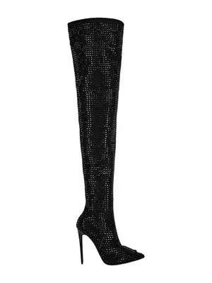 Philipp Plein Rhinestone Over-the-knee Boots - Black