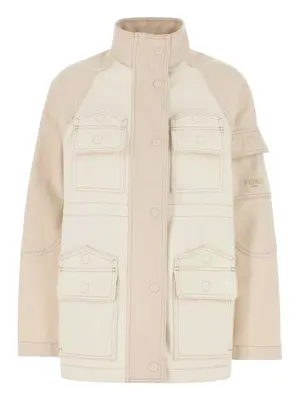 Fendi Denim Bomber Jacket - Neutrals