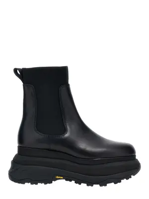 Sacai Leather Chelsea Boots - Black