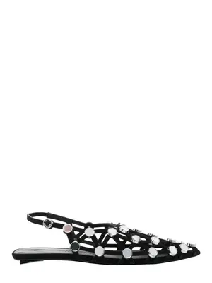 Attico Grid Slingback Sandals - Black