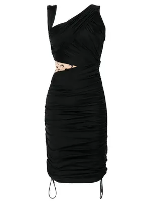 MARINE SERRE Draped Jersey Midi Dress - Black