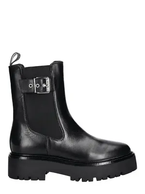 Karl Lagerfeld Buckled Leather Chelsea Boots - Black