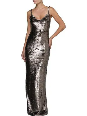 L'Agence L'AGENCE Karma Sequin Maxi Dress Dark Cardamom