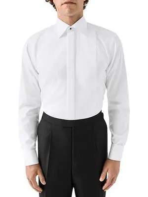 Eton Slim Fit Plisse Bib Formal Shirt - White