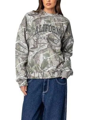EDIKTED Cali Camo Sweatshirt - Olive