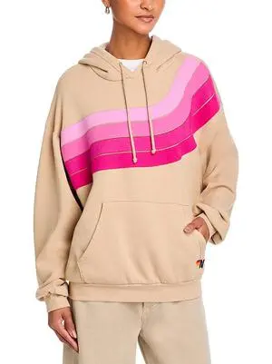 Aviator Nation Wave Pullover Hoodie - Sand/pink