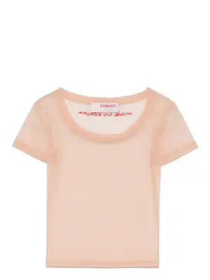 Fiorucci Tulle Crop Top - Neutrals