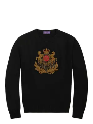Ralph Lauren Purple Label Embroidered Pullover - Black