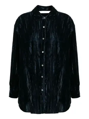 Palm Angels Velvet Crinkled Shirt - Blue