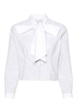 Thom Browne Pussy-bow Cotton Blouse - Grey