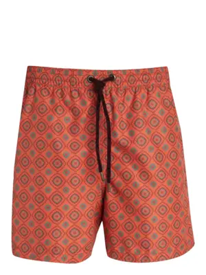 4FF Geometric-print Swim Shorts - Red