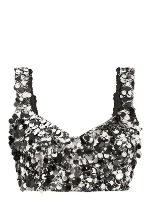 Dolce & Gabbana Sequin-embellished Cropped Top - Silver