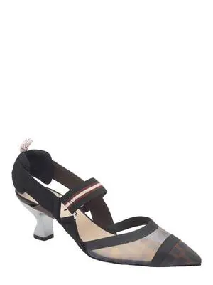 Fendi Colibri Slingback Pumps - F1otr Tab M/n.bd.cr/ne Mil