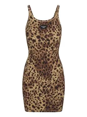 SKIMS X Dolce&gabbana Cotton Rib Tank Mini Dress - Leopard