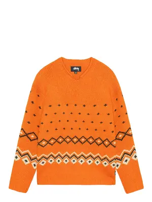 StÜssy Roll Neck Fairisle Sweater - Orange