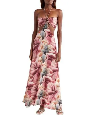 BOAMAR Chamberlain Cutout Halter Maxi Sundress - Bouquet