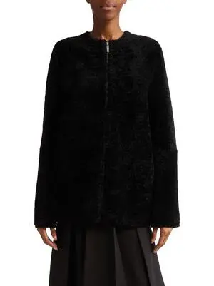 TOTEME Teddy Genuine Shearling Zip Jacket - Black