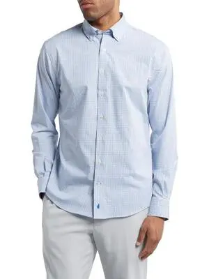Johnnie-o Koby Gingham Performance Button-down Shirt - Navy