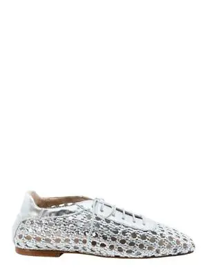 ANDREA GOMEZ Antonia Woven Leather Flat - Silver