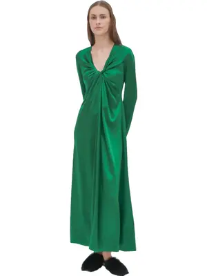 Rosetta Getty Twist Front Long Sleeve Gown - Green