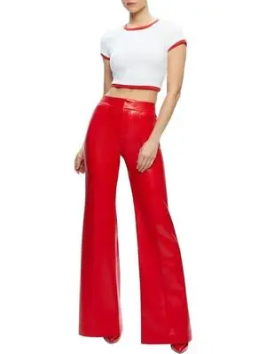 Alice + Olivia Dylan High-rise Vegan Leather Pants - Bright Ruby