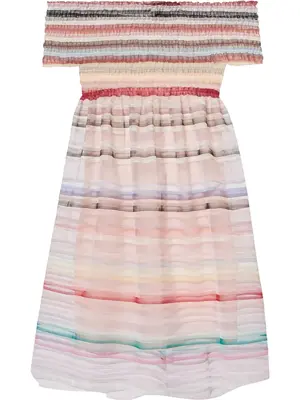 SUSAN FANG Striped Off-shoulder Minidress - Pink