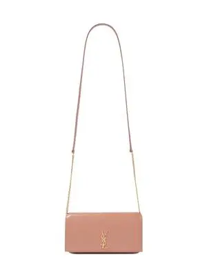 Saint Laurent Cassandre Leather Wallet On Chain - Pink