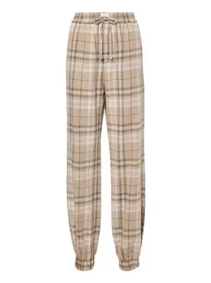 Attico Plaid Cotton-blend Sweatpants - Beige