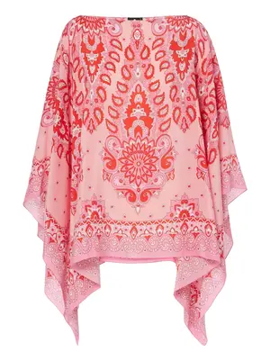 Etro Printed Silk Poncho - Pink