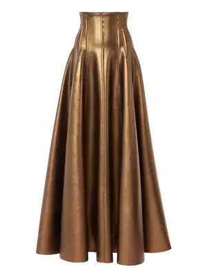 Norma Kamali Grace Faux Leather Maxi Skirt - Metallic