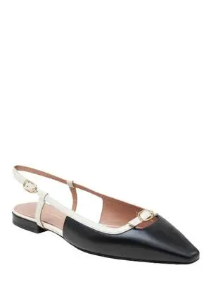 Linea Paolo Cassidy Slingback Flats - Black/ Ivory