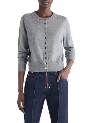 Isabel Marant Idesia Merino Wool & Cashmere Cardigan - Light Grey