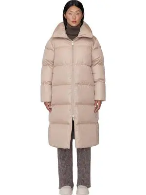QUARTZ CO. Gisele Long Down Puffer Jacket Sand Beige