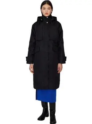 QUARTZ CO. Marina Hooded 3-in-1 Trench Coat - Black