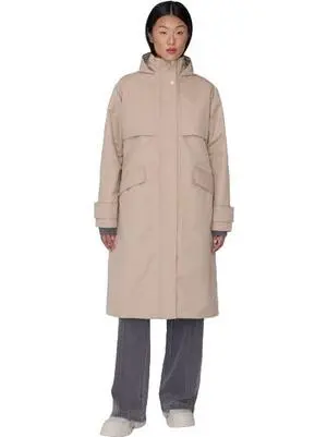 QUARTZ CO. Marina Hooded 3-in-1 Trench Coat - Sand Beige