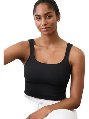 Athleta Transcend Square Neck Crop Sports Bra D-dd - Black