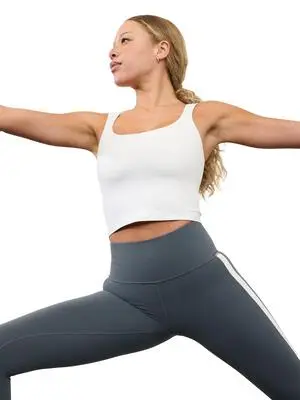 Athleta Transcend Square Neck Crop Sports Bra D-dd - Bright White